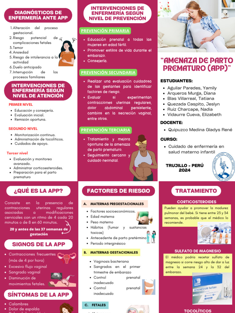 Triptico AMENAZA DE PARTO PREMATURO (APP) - 20240429 - 075345 - 0000 | PDF | El embarazo | Parto