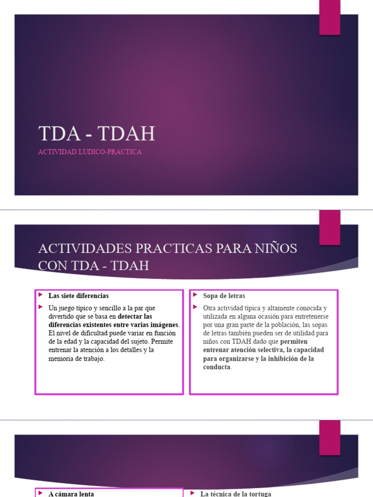 Tda - Tdah | PDF | Desorden hiperactivo y deficit de atencion | Memoria
