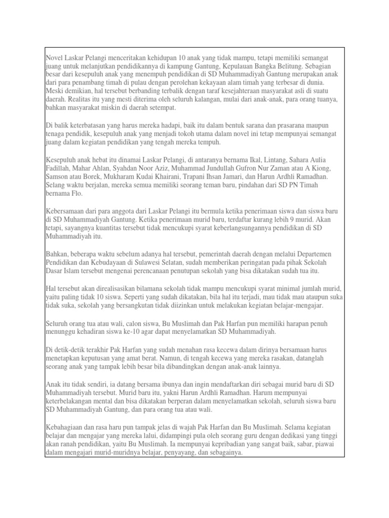 Novel LASKAR PELANGI | PDF