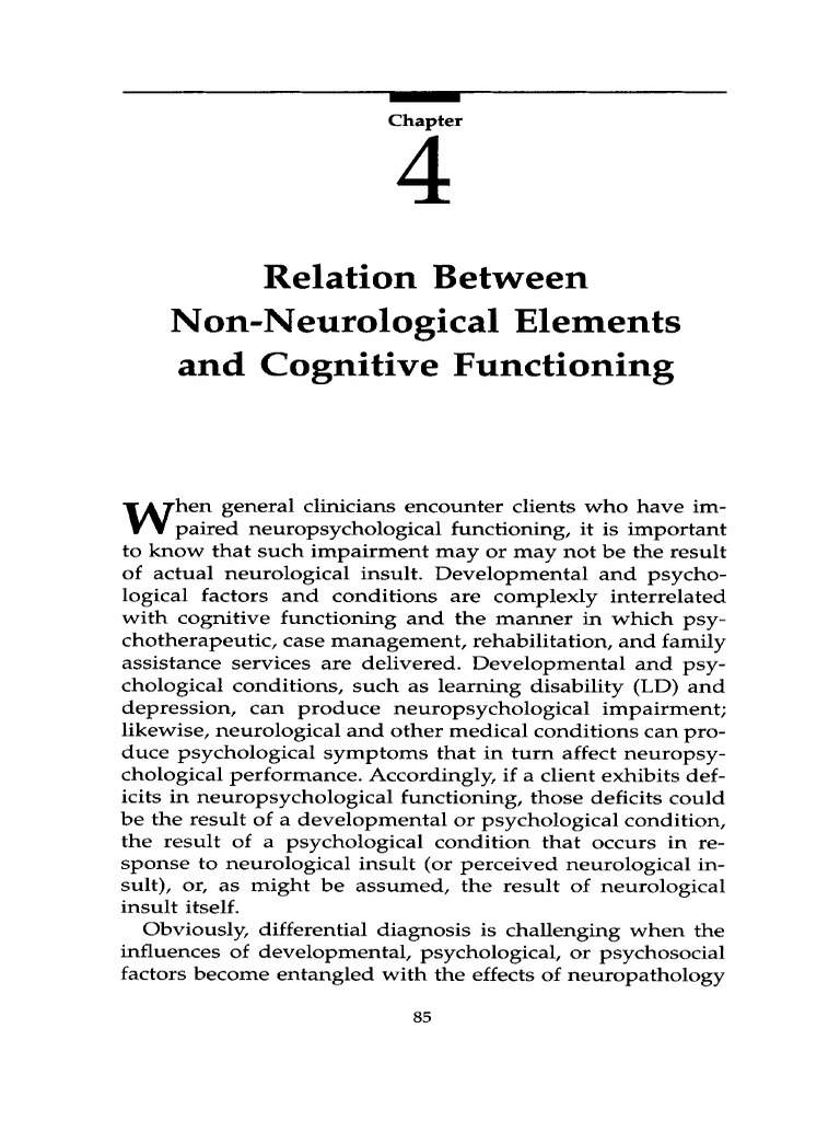 Relation Between Non Neurological Elemnents and Cognitive Function | PDF | Attention Deficit ...