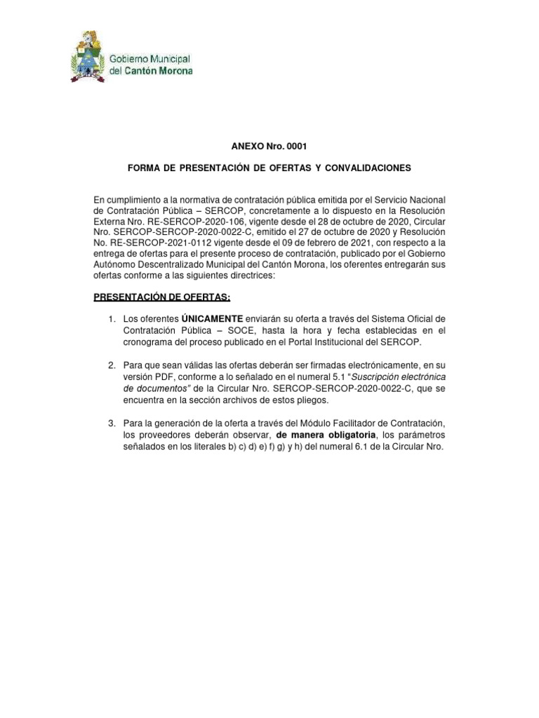 1-12-ANEXO 001 FORMA DE PRESENTACION DE OFERTAS Y CONVALIDACION ...