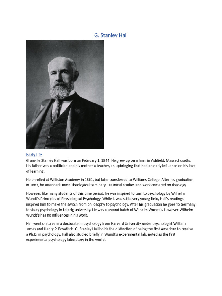 G. Stanley Hall | PDF | Psychology | Adolescence