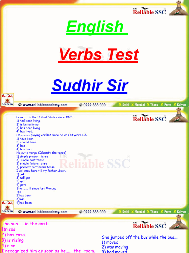 English Verb Test Exercises | PDF