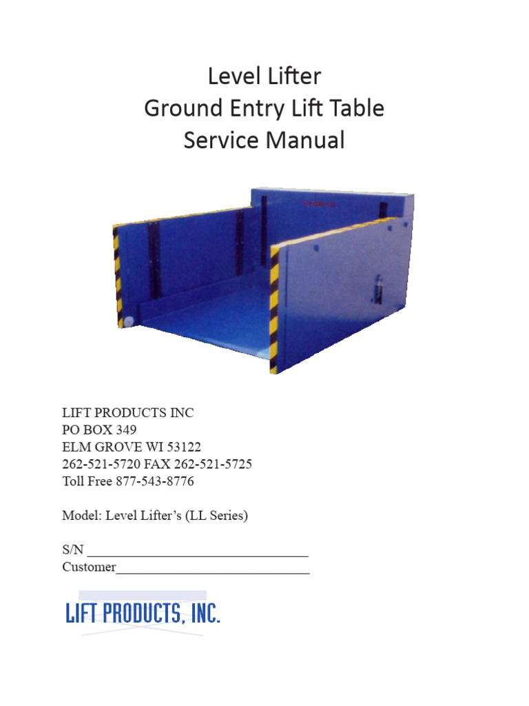 Level Lifter Service Manual Guide | PDF | Elevator | Manufactured Goods