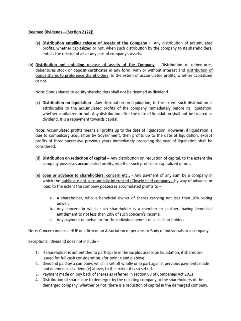 Deemed Dividends - AY 2021-22 | PDF | Dividend | Liquidation