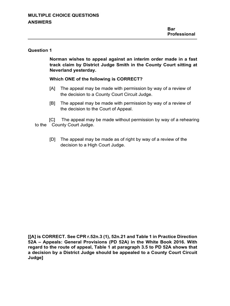 Bar Exam Appeal Questions and Answers | PDF | Judgment (Law) | Appeal