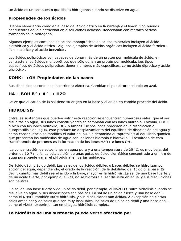 Teoria Acido y Base | PDF | Ácido | Ph