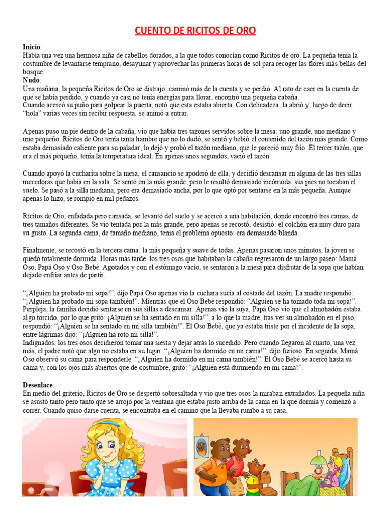 Cuento Completo de Ricitos de Oro | PDF | Ricitos de oro y los tres osos