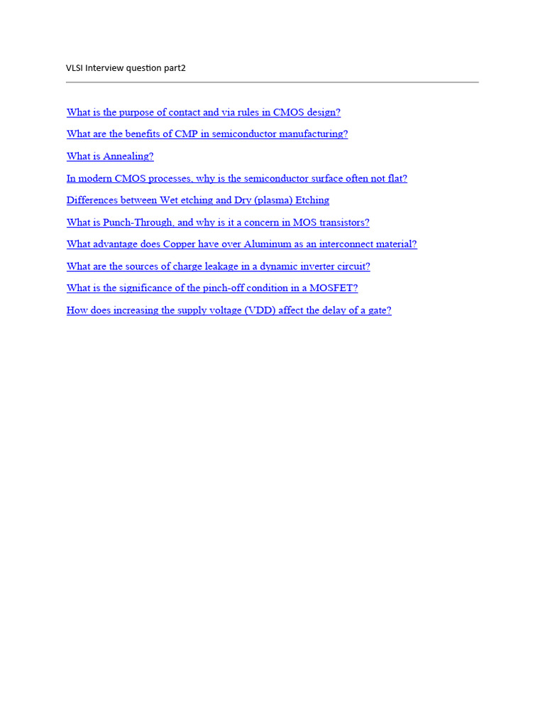 VLSI Interview Question Part2 | PDF