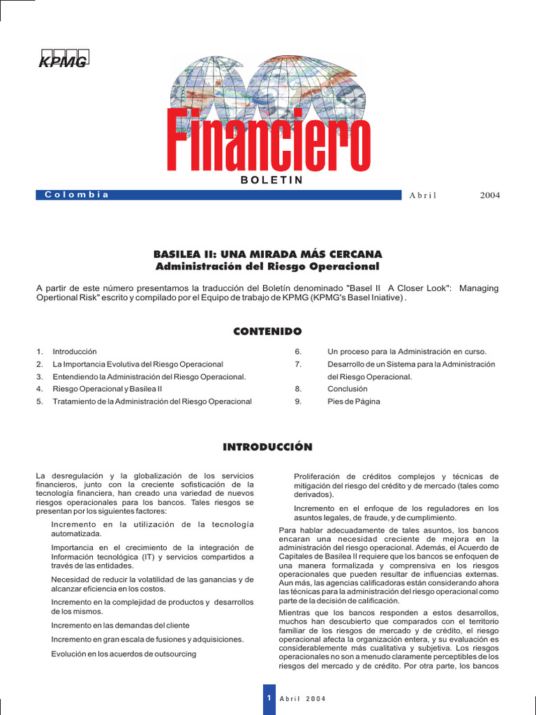 Basilea II y Gestión de Riesgos Operacionales | PDF | Basilea Ii | Bancos