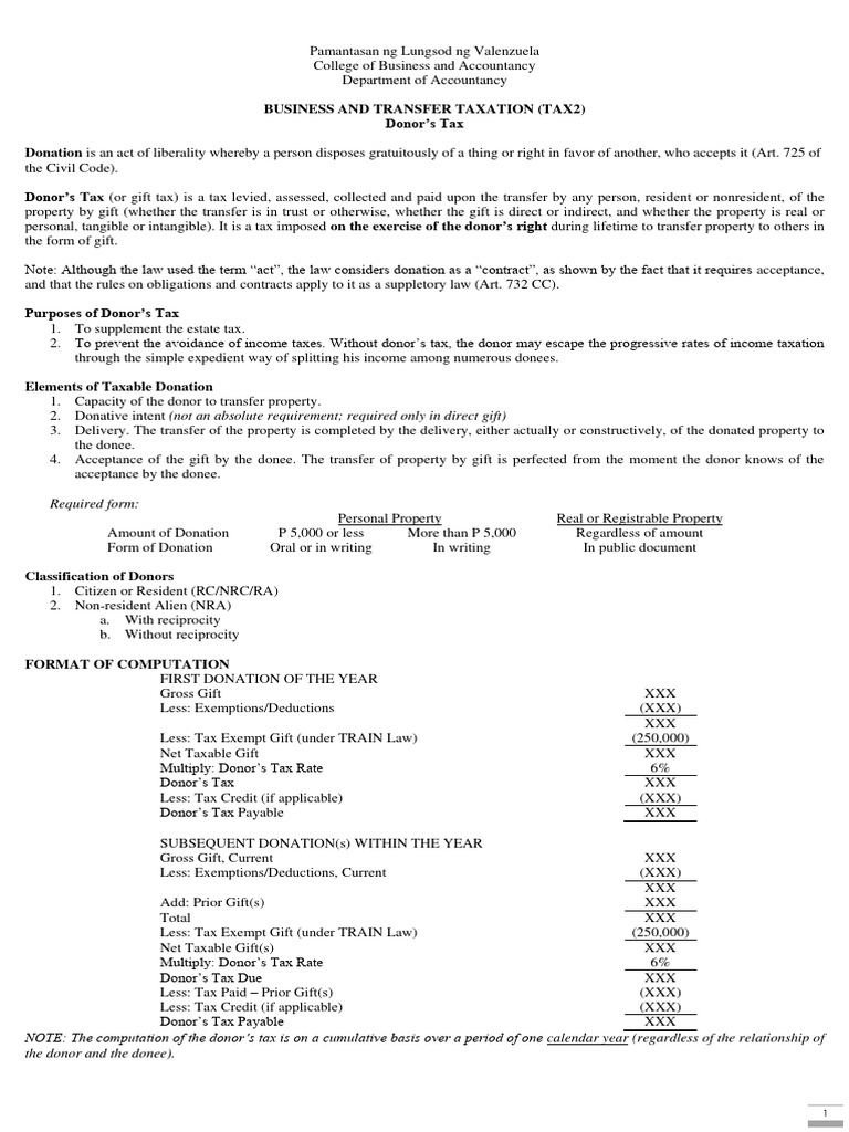06 Donors Tax | PDF | Taxes | Donation