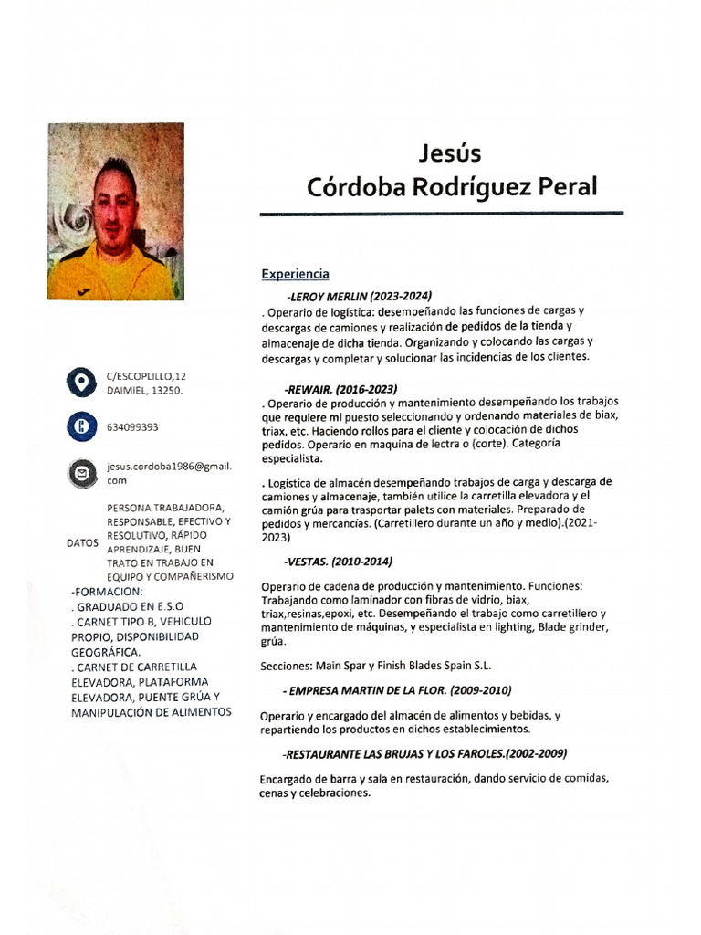 CV de Jesús Córdoba | PDF