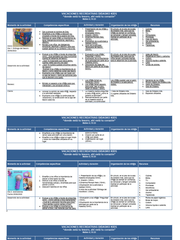 didasko kids-actividades 2022 | PDF