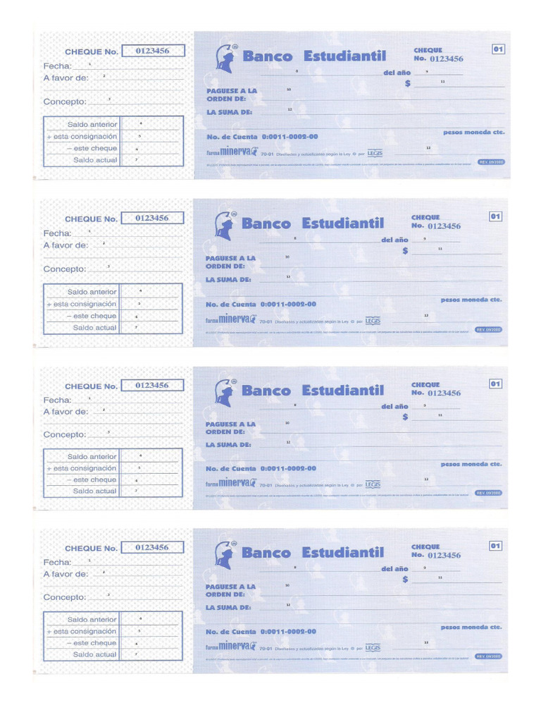 MODELOS DE CHEQUES ESTUDIANTILES | PDF