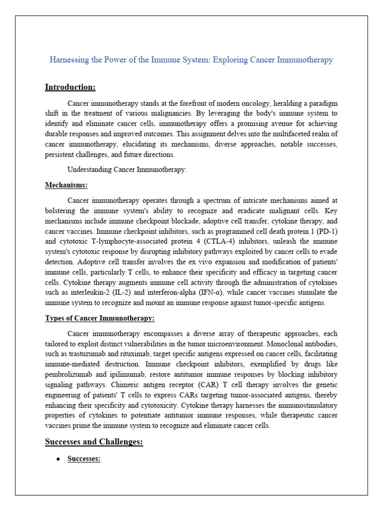 Harnessing The Power of The Immune System | PDF | Immunotherapy ...