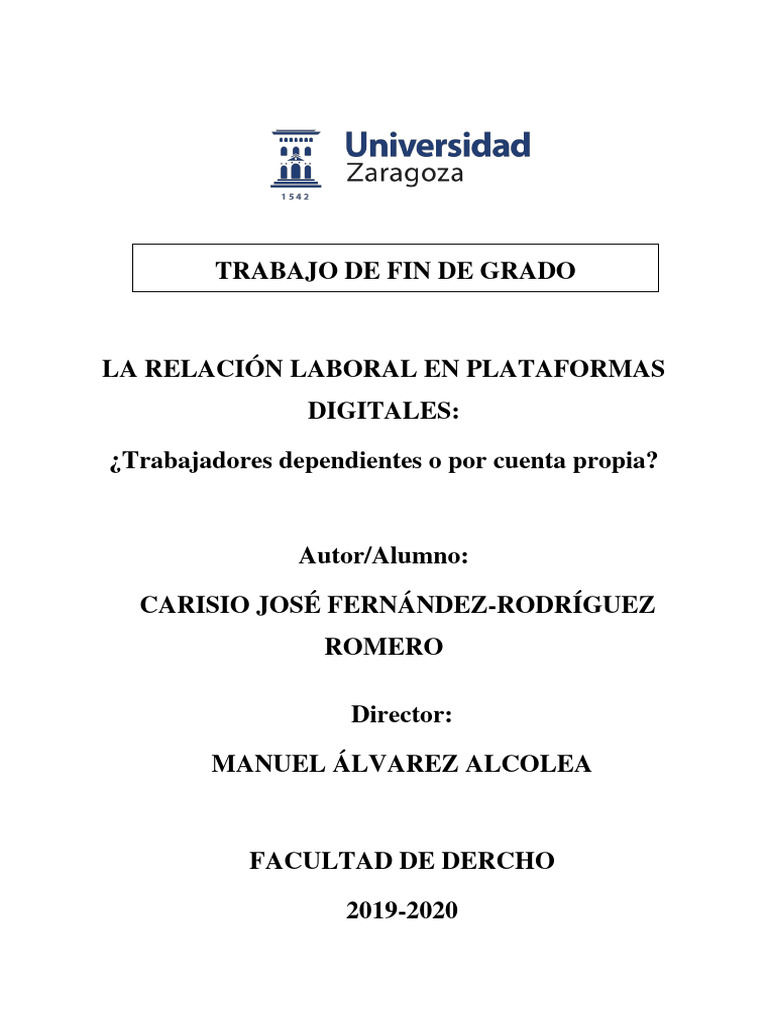 Taz TFG 2020 2904 | PDF | Derecho laboral | Sociedad