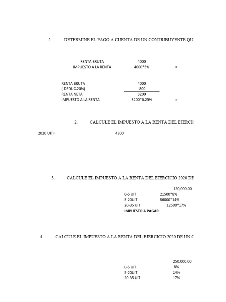 Ejercicios Impuesto A La Renta | PDF | Impuestos | Economias