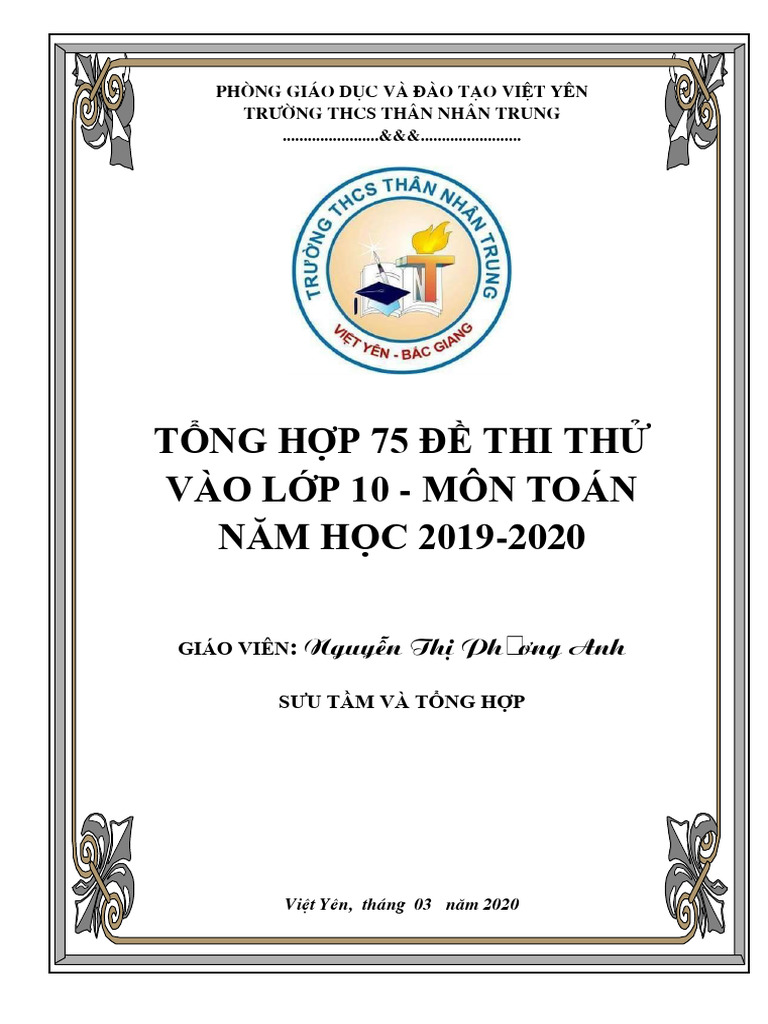 Tổng Hợp Đề Thi Thử Lớp 10 (019-20) | PDF