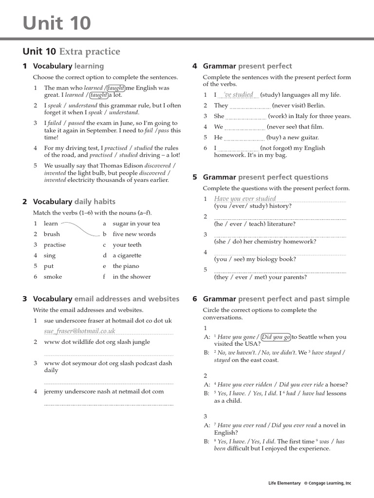 Extra Practice Unit 10 - 240215 - 165417 | PDF | English Language | Language Mechanics