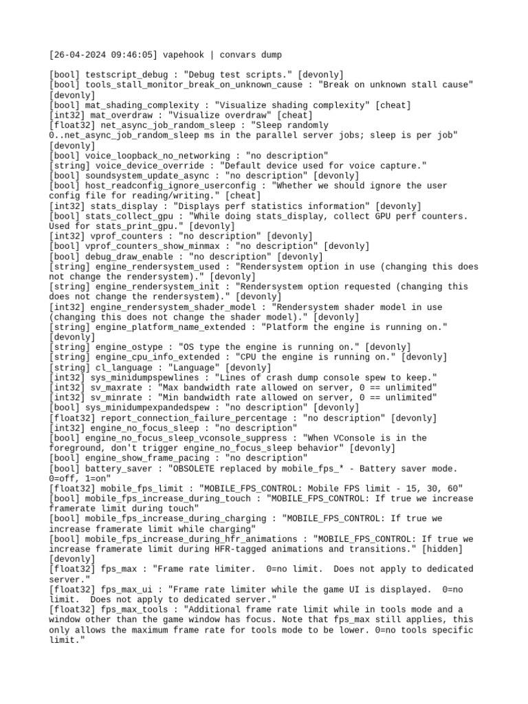 Convar s | PDF | Frame Rate | Server (Computing)