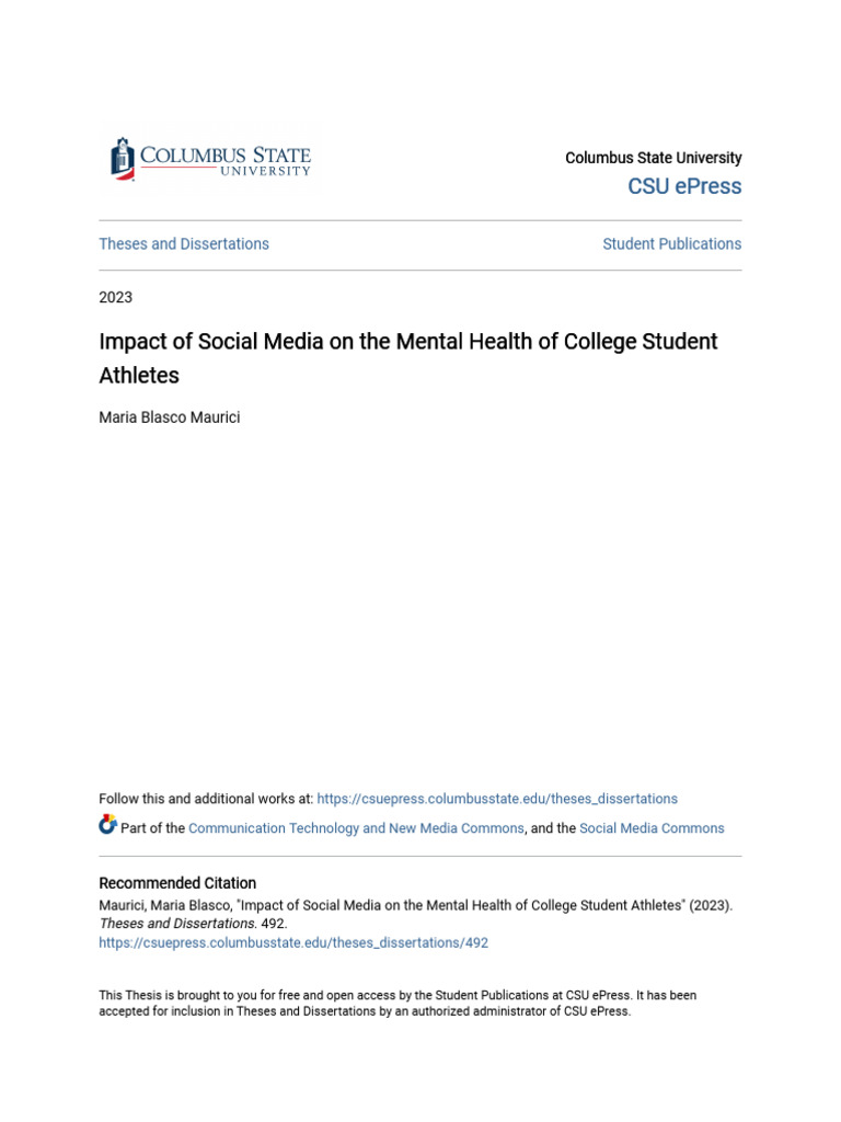 Impact of Social Media on the Mental Health of College Student At | PDF ...