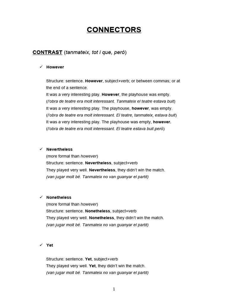 Connectors | Download Free PDF | Linguistic Morphology | Syntax