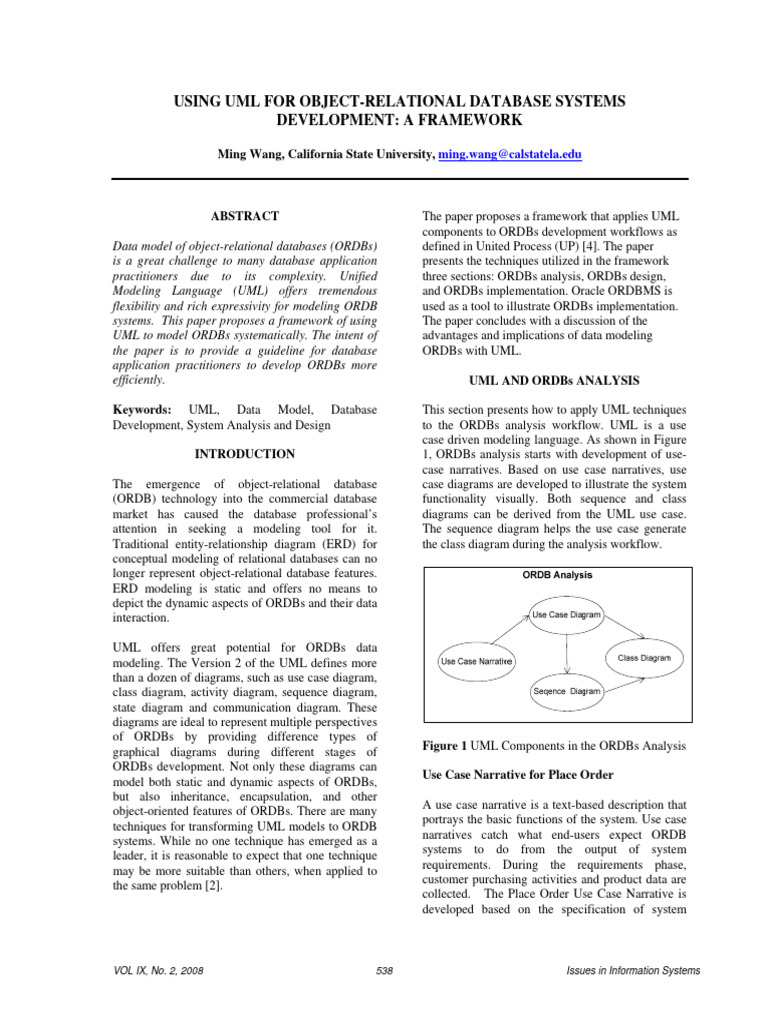 Using Uml For Object Relational Database Systems D Pdf Use Case