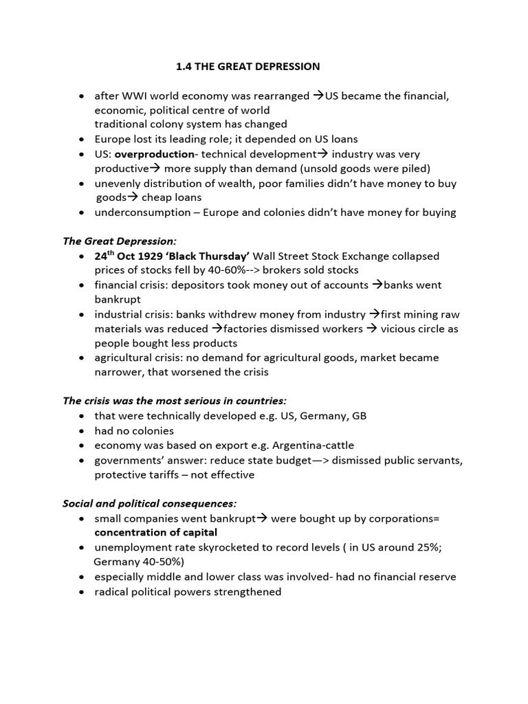 1.4 The Great Depression | PDF | Great Depression | Economies