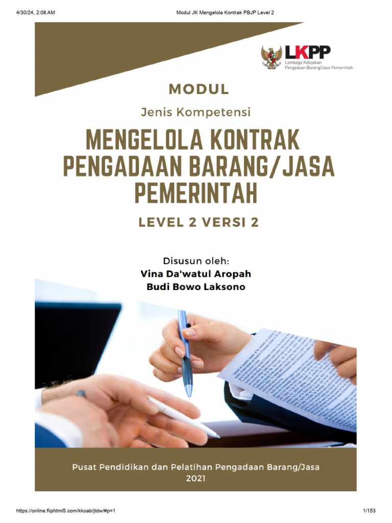 Modul JK Mengelola Kontrak PBJP Level 2 Versi 2 | PDF | Computers | Technology & Engineering