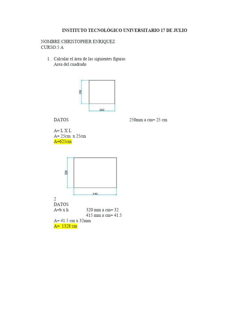 Cálculos de Áreas y Volúmenes | PDF
