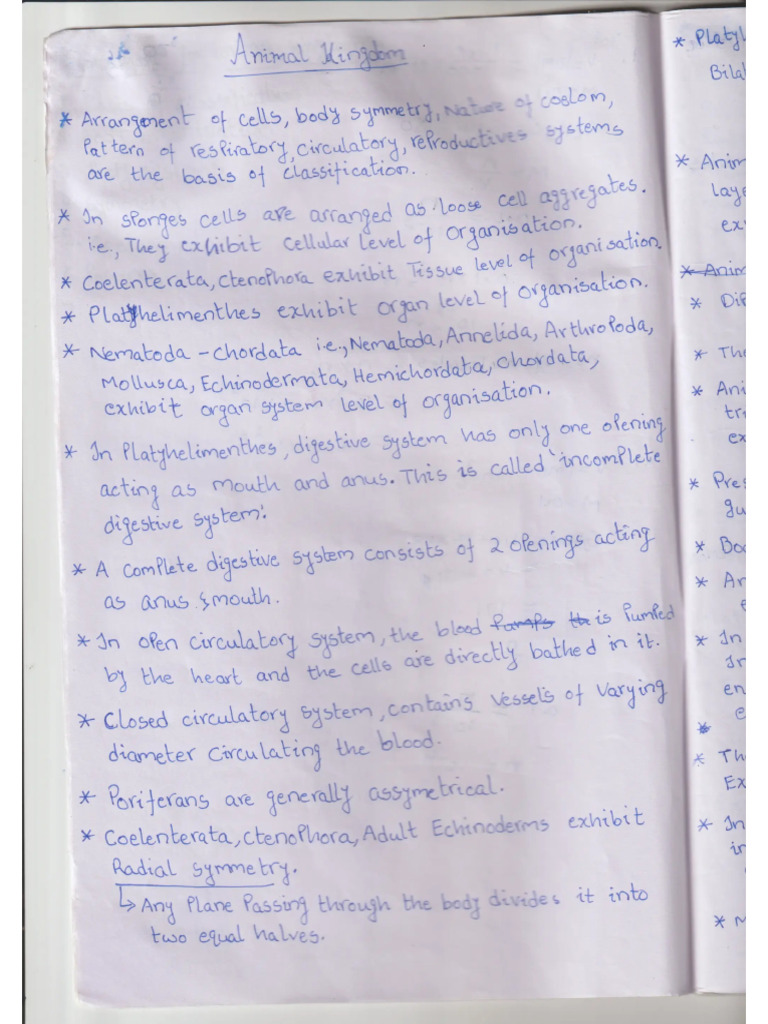 Animal Kingdom Short Notes | PDF