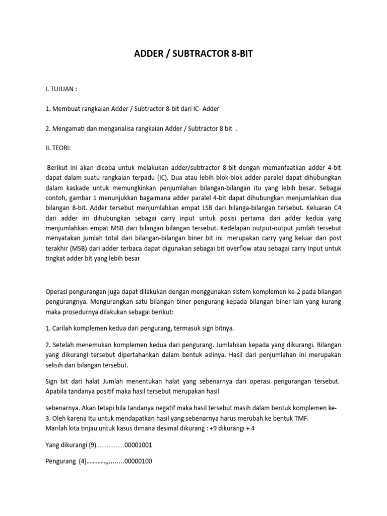 Adder Subtractor 8 Bit | PDF