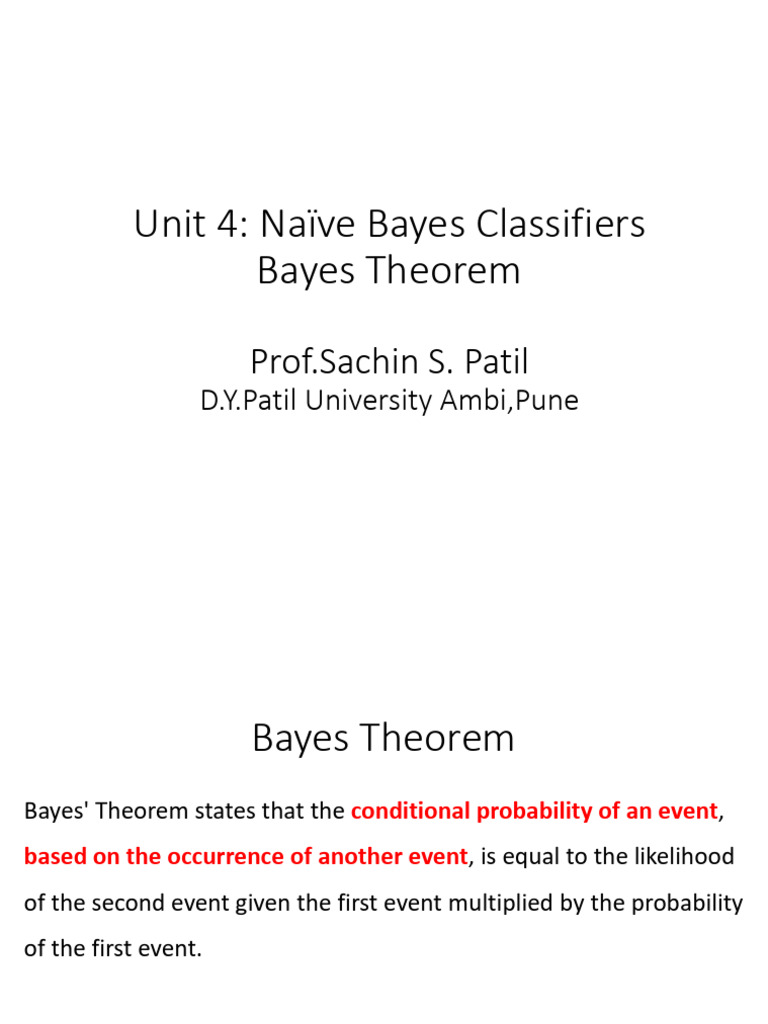 ML Unit No.4 Naïve Bayes Classifiers PPT Notes | Download Free PDF ... ML Unit No.4 Naïve Bayes Classifiers PPT Notes | Download Free PDF ...