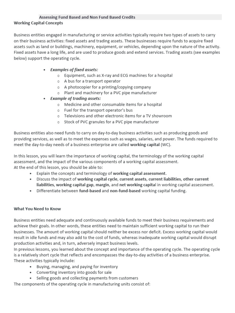 Fund vs Non-Fund Based Credit Overview | PDF | Working Capital | Banks