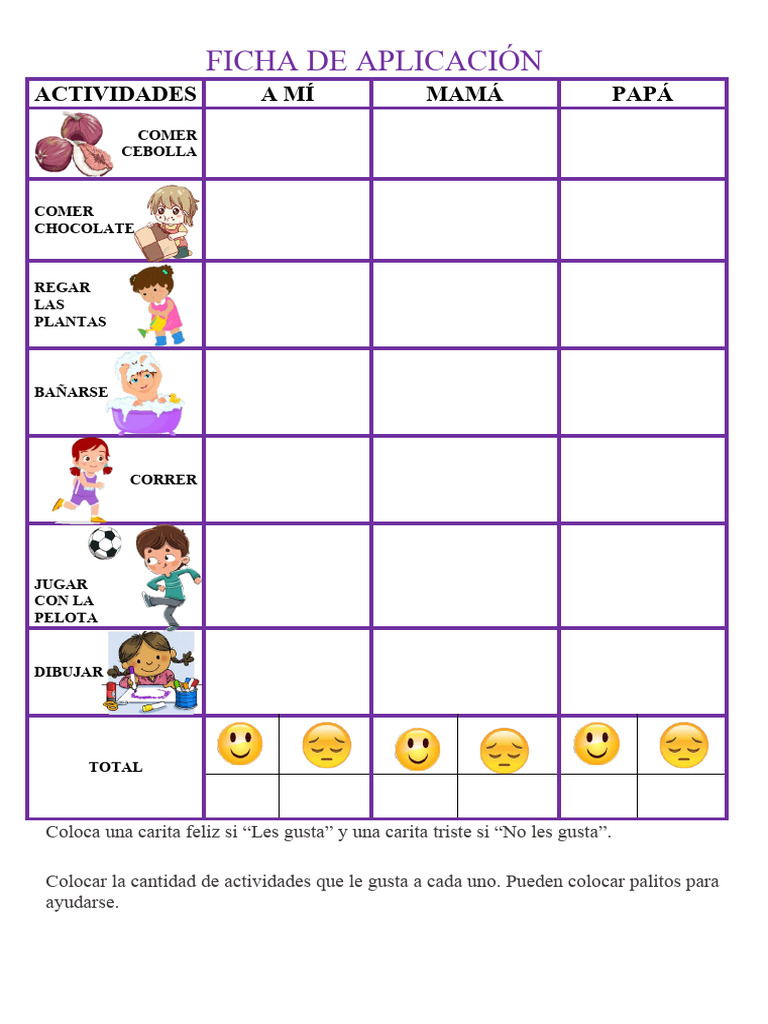 Ficha Me Gusta, No Me Gusta | PDF