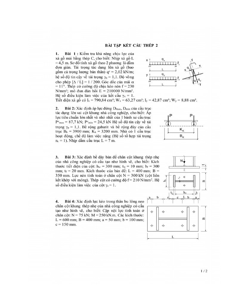 De On Tap Thi Ket Cau Thep | PDF