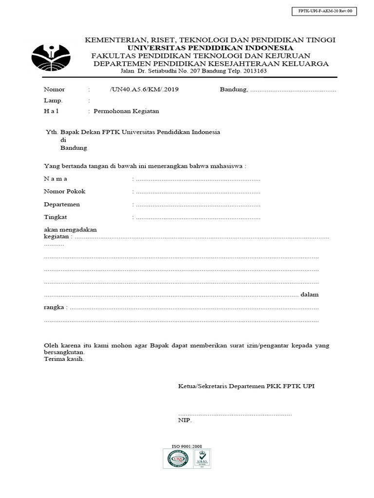 BLANGKO Kegiatan MAHASISWA (H) | PDF