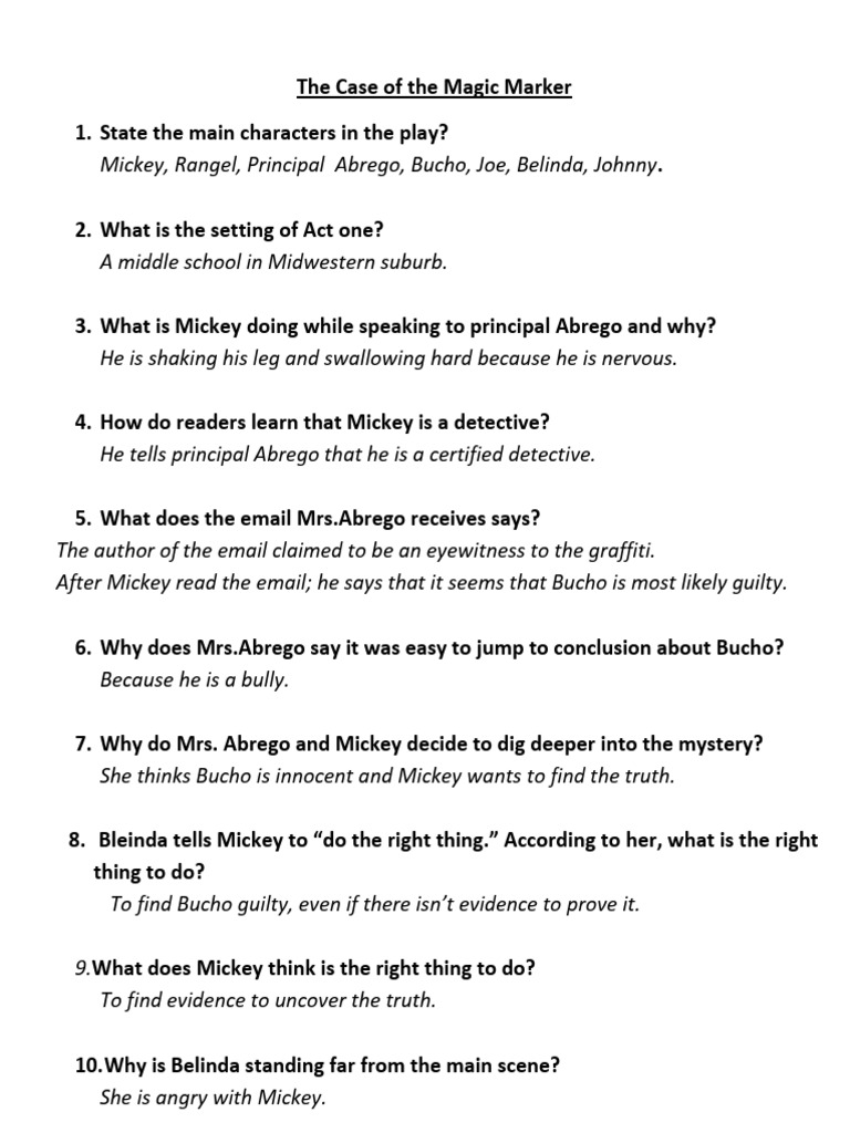 Middle School Detective Play Summary | PDF