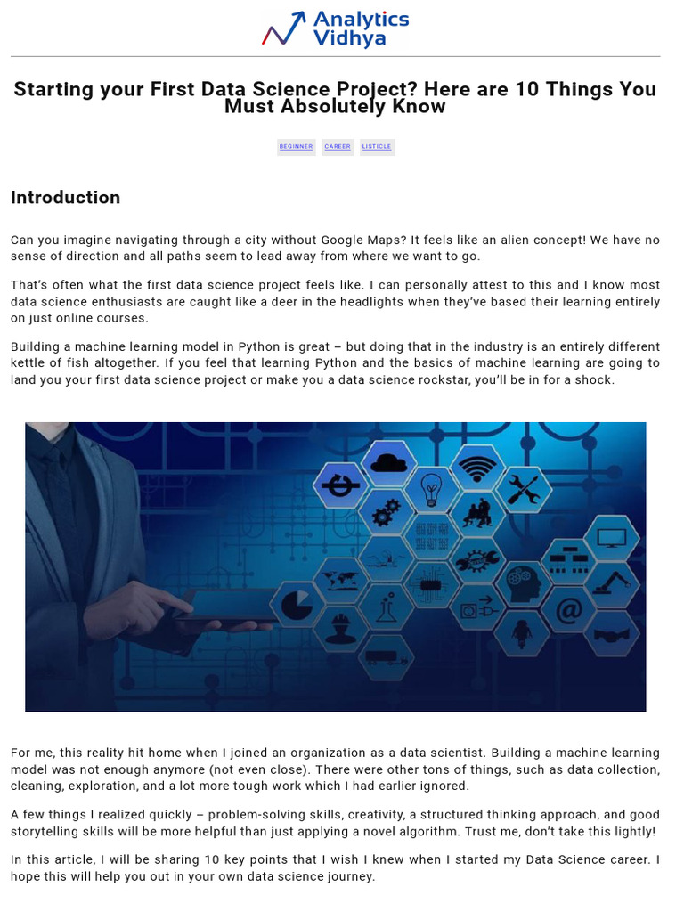 10 Things Know Before First Data Science Project | Download Free PDF ... 10 Things Know Before First Data Science Project | Download Free PDF ...