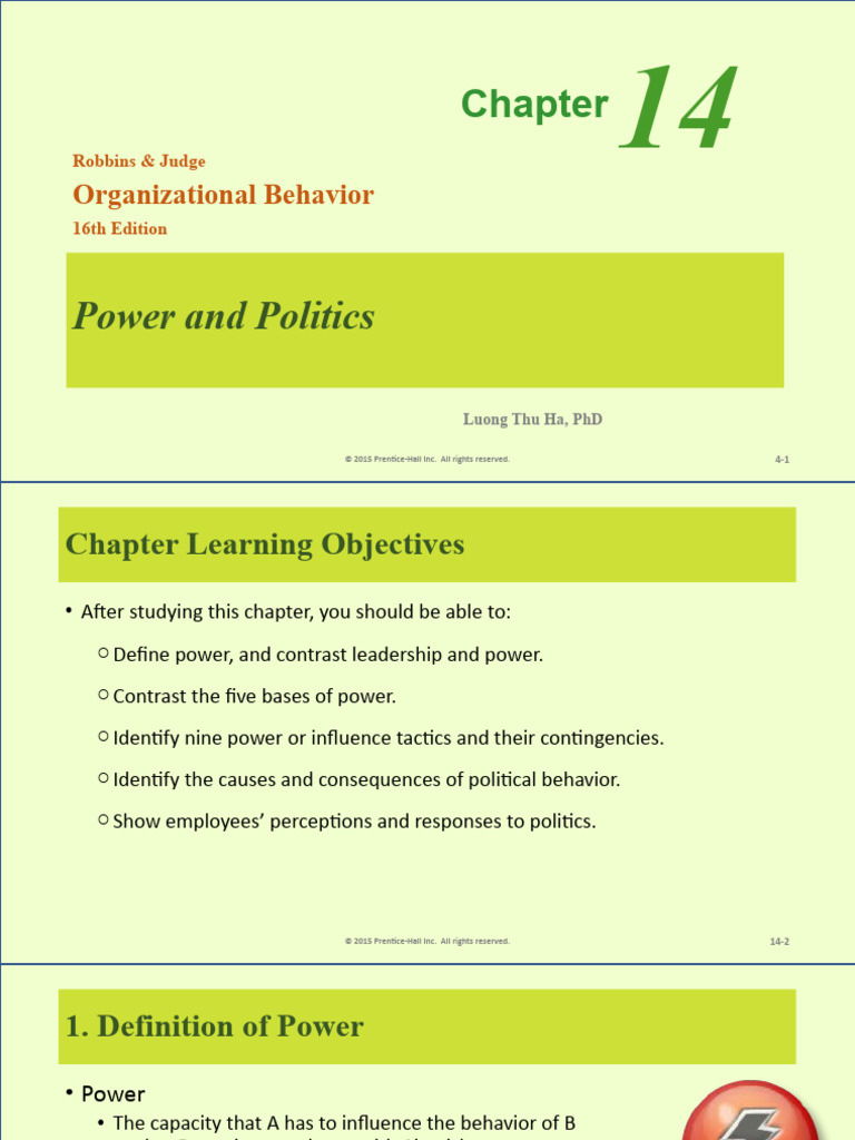 Chapter 14 15 Robbins - Judge OB16th Individual Behavior | PDF | Power (Social And Political ...