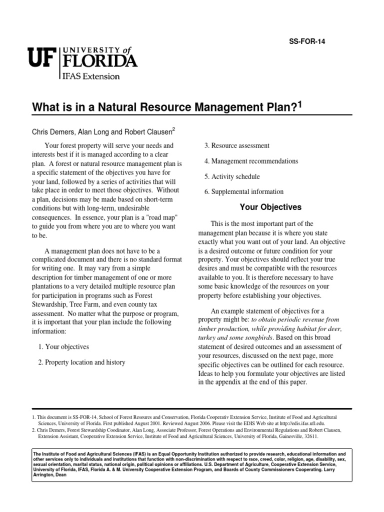 Reporting Natural Resrouce MGMT Plan Components | PDF | Surveying ...