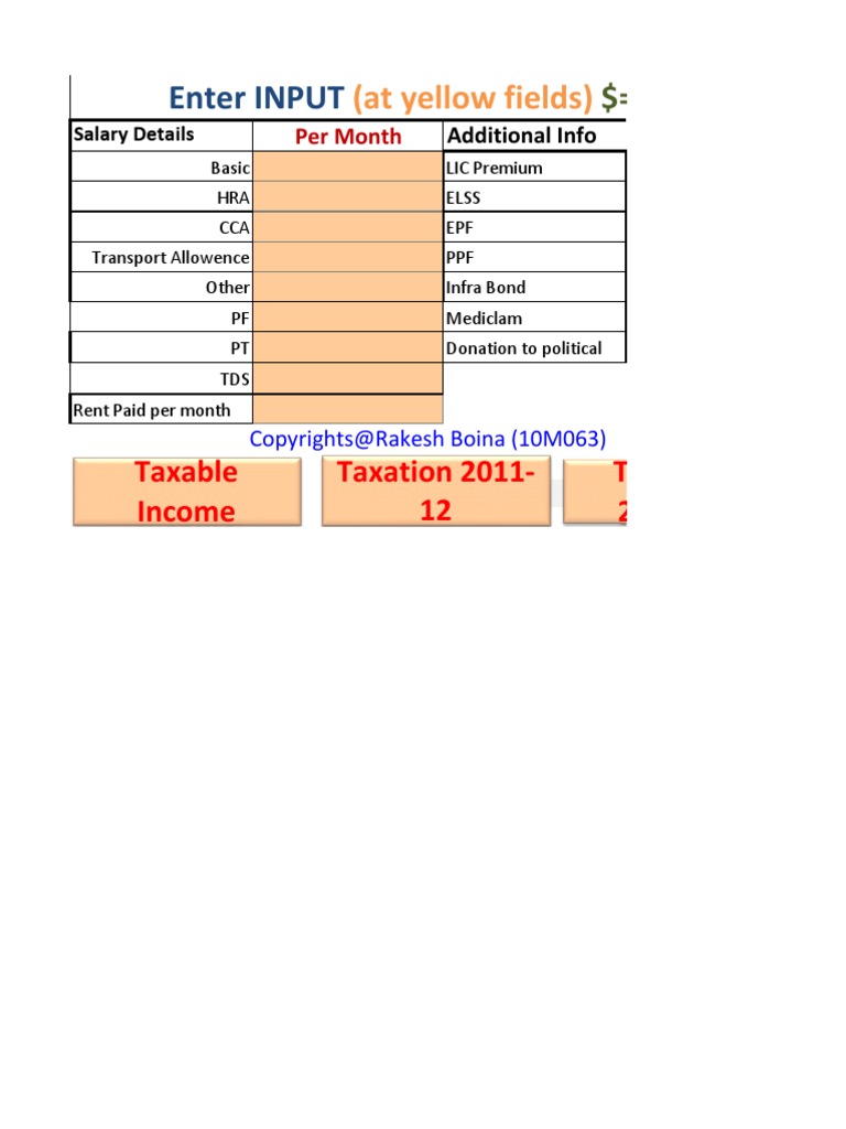 Taxation Template | PDF