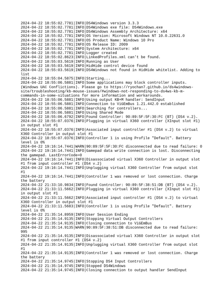 Ds4windows Log 20240422.0 | PDF | Xbox 360 | X86 Architecture
