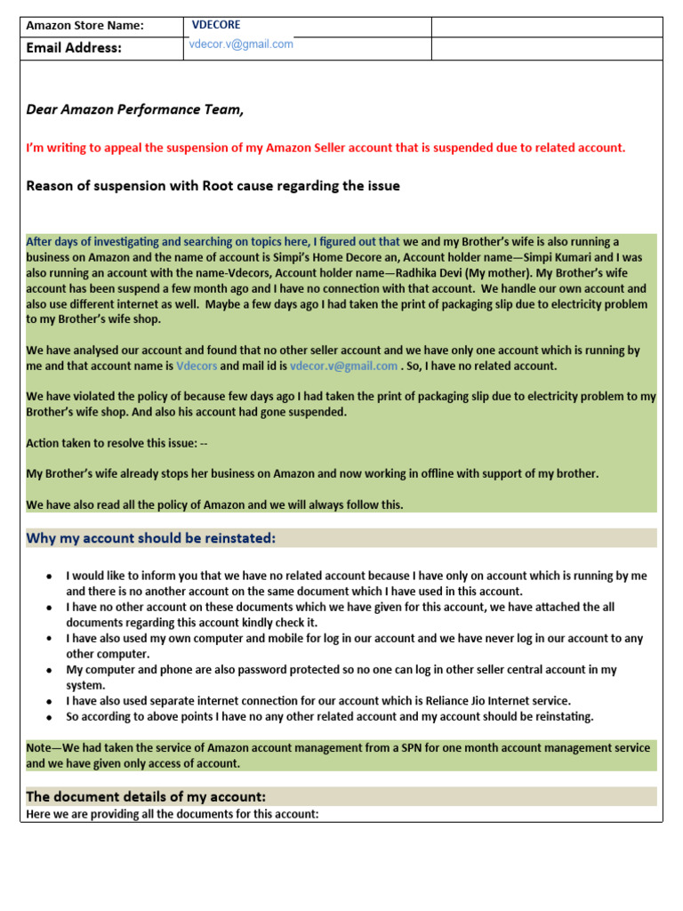 Appeal For Suspended Account VDECORE | PDF | Cyberspace | Internet