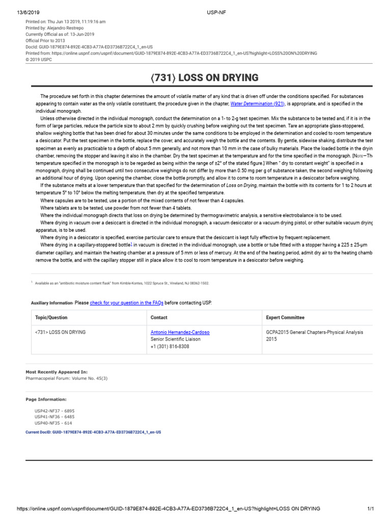 Usp 731 Loss On Drying | Download Free PDF | Tablet (Pharmacy ...