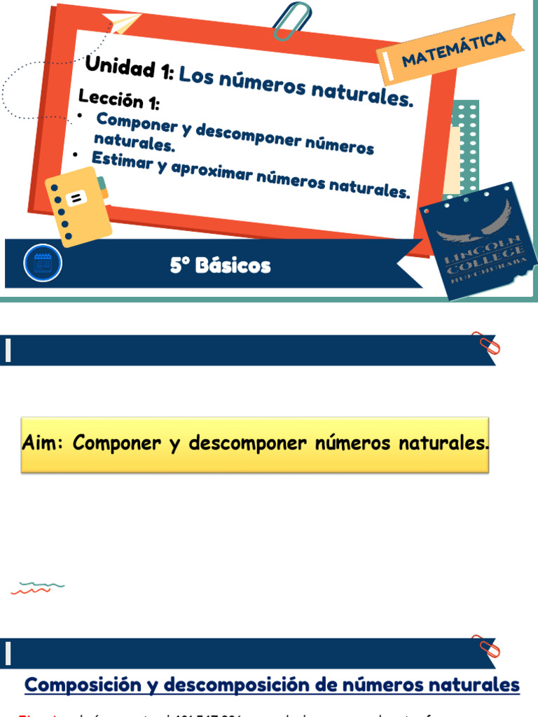 Componer y Descomponer + Estimar y Aproximar Números Naturales 5 ...