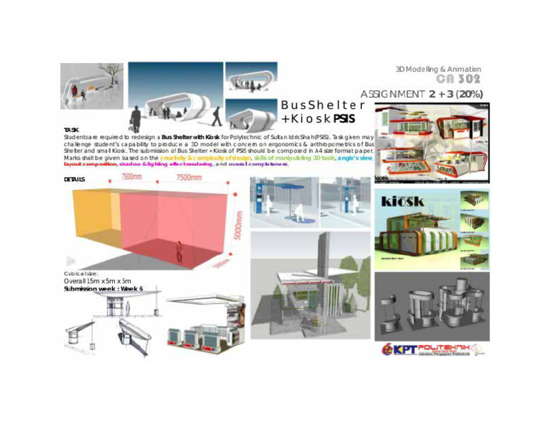 3D Modelling & Animation, Assigment 2 and 3 - Kiosk PSIS | PDF