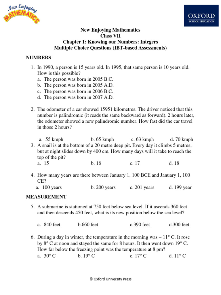 Chapter 1 Knowing Our Numbers Integers | PDF | Freezing