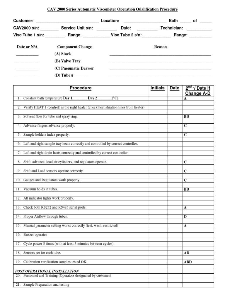 CAV2000 OQ Checklist | Download Free PDF | Mechanical Engineering ...