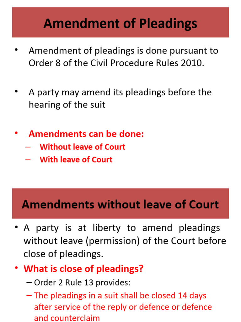 Amendment of Pleadings | PDF | Judgment (Law) | Lawsuit